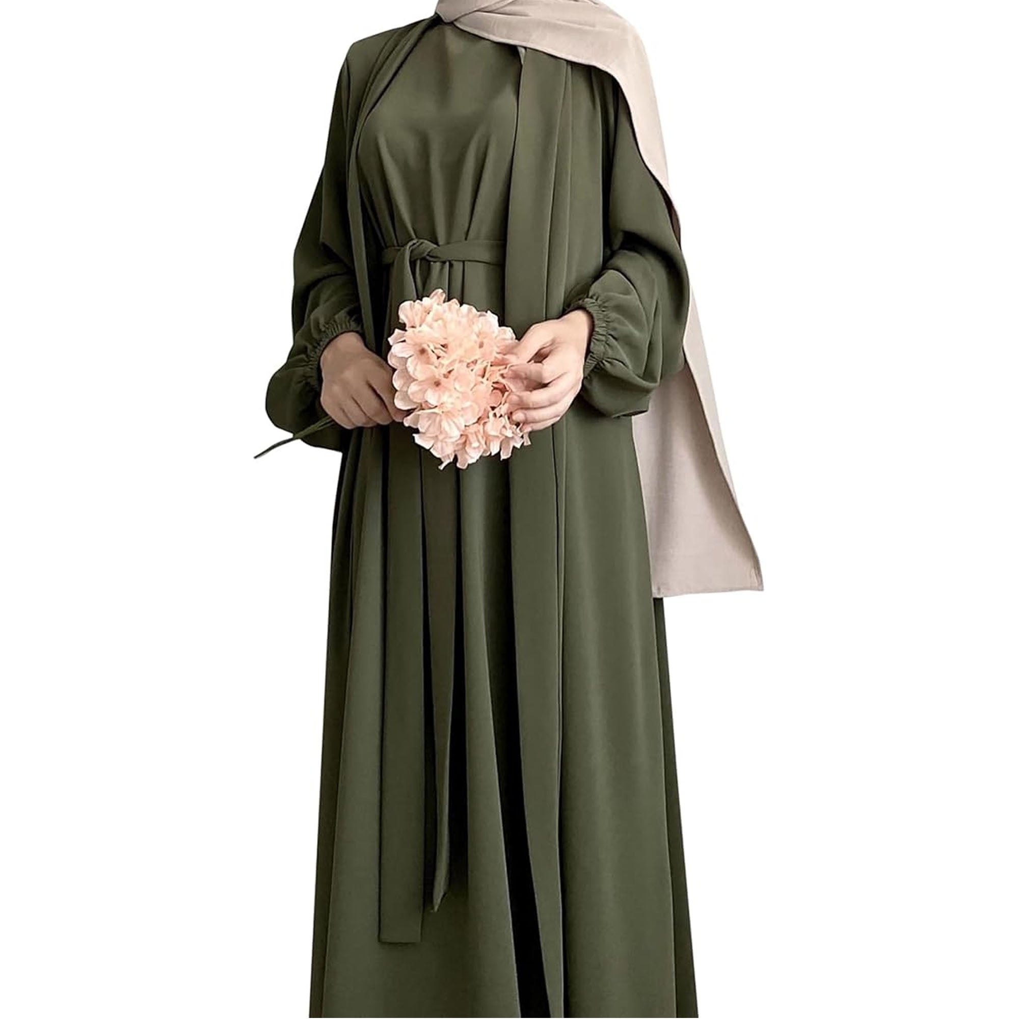 Inayah Exclusive Airflow Abaya Set Green – Boxed_by_aamina