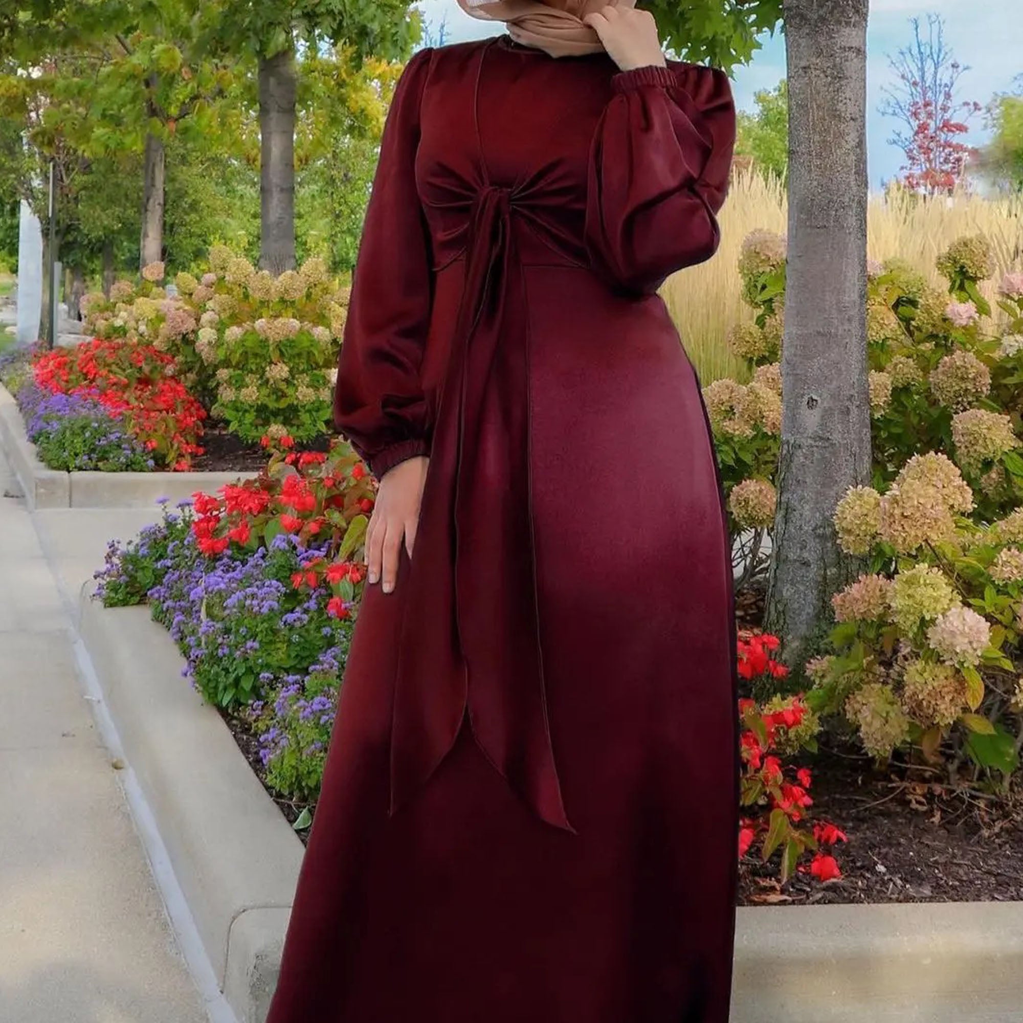 Inayah Exclusive Satin Wrap Dress Red – Boxed_by_aamina
